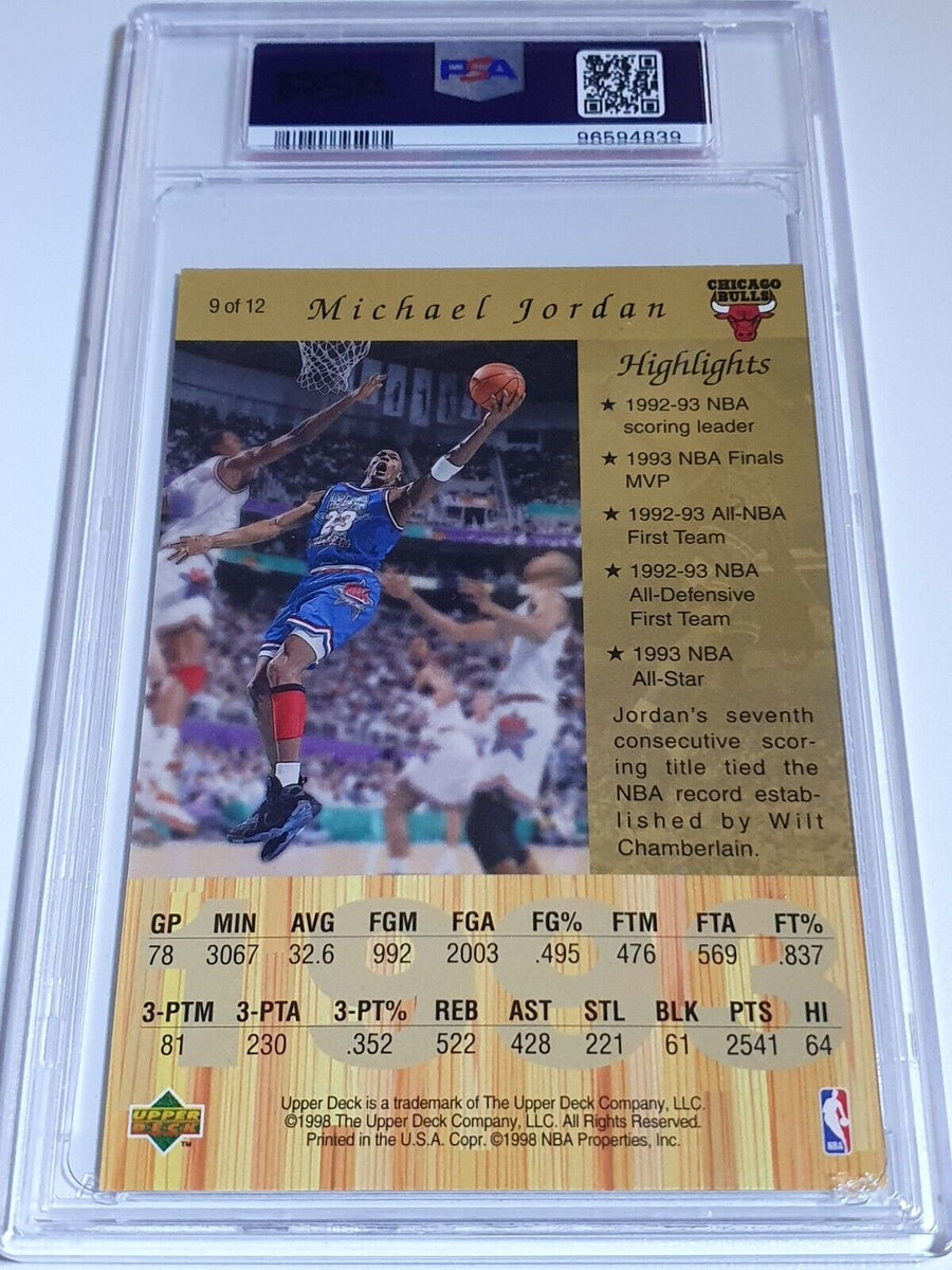 1998 Upper Deck Michael Jordan Gatorade #9 Jumbo GOLD Foil - PSA 9 (Lo ...