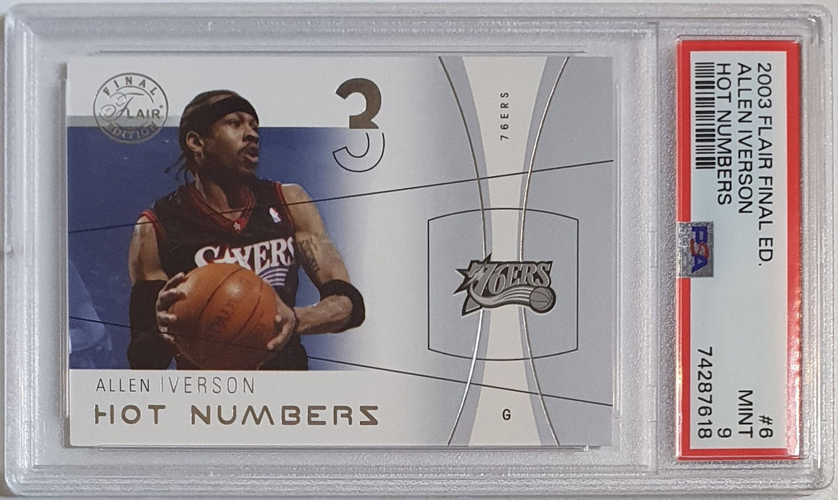 2003 Flair Final Edition Allen Iverson #6 /500 Hot Numbers - PSA 9 (PO ...