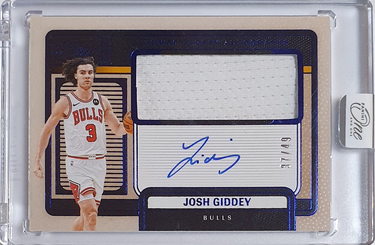 2024 One and One Josh Giddey AUTO BLUE /49 Jumbo Game Jersey - On Card ...