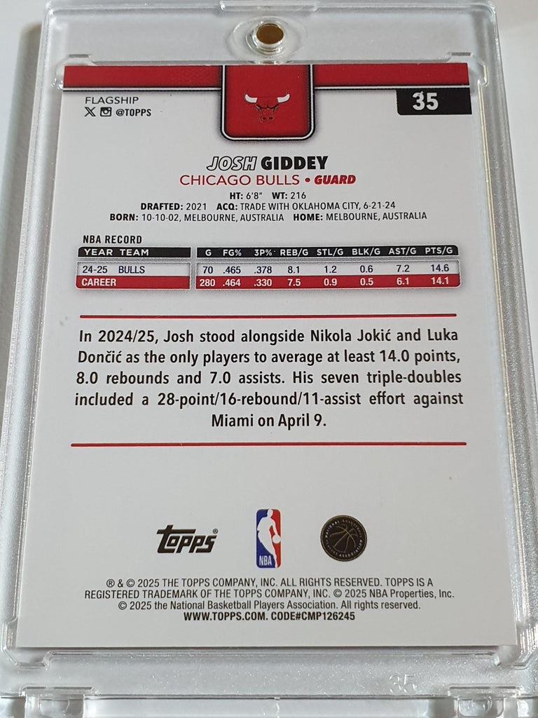 2025 Topps Flagship Josh Giddey #35 TEAM COLOR BORDER Holo (Bulls) - R ...