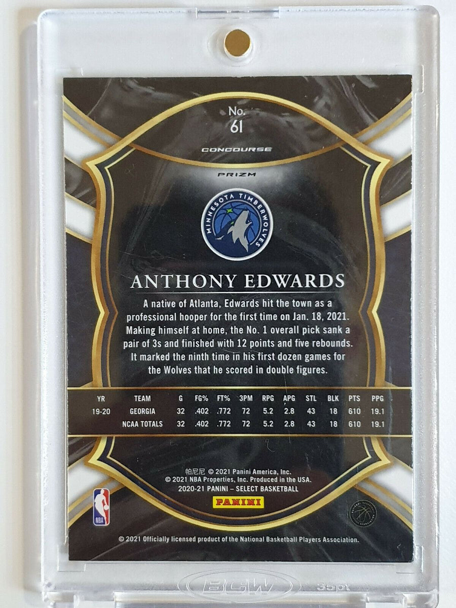 2020 Select Anthony Edwards Rookie #61 GREEN WHITE PURPLE Prizm - Gem ...
