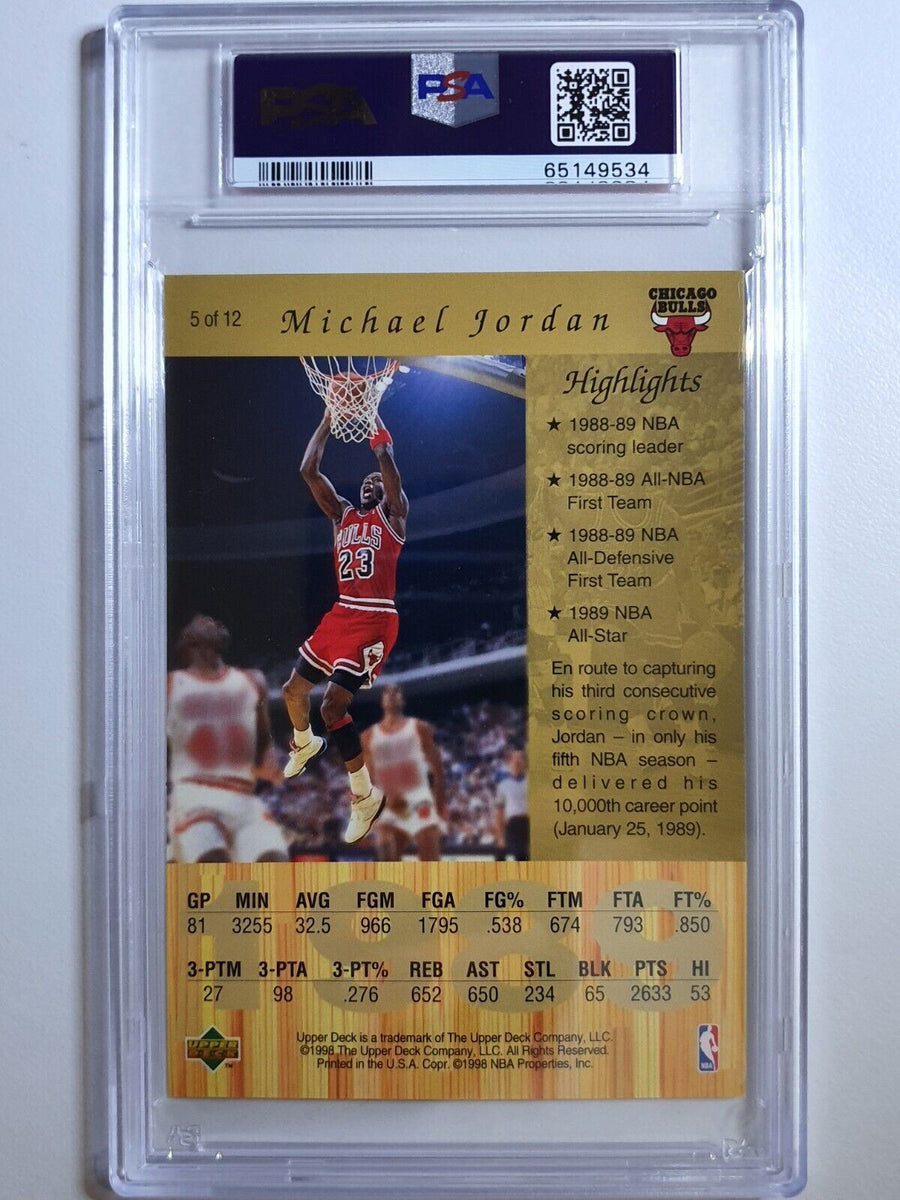 1998 Upper Deck Michael Jordan Gatorade #5 Jumbo GOLD Foil - PSA 9 (Lo ...