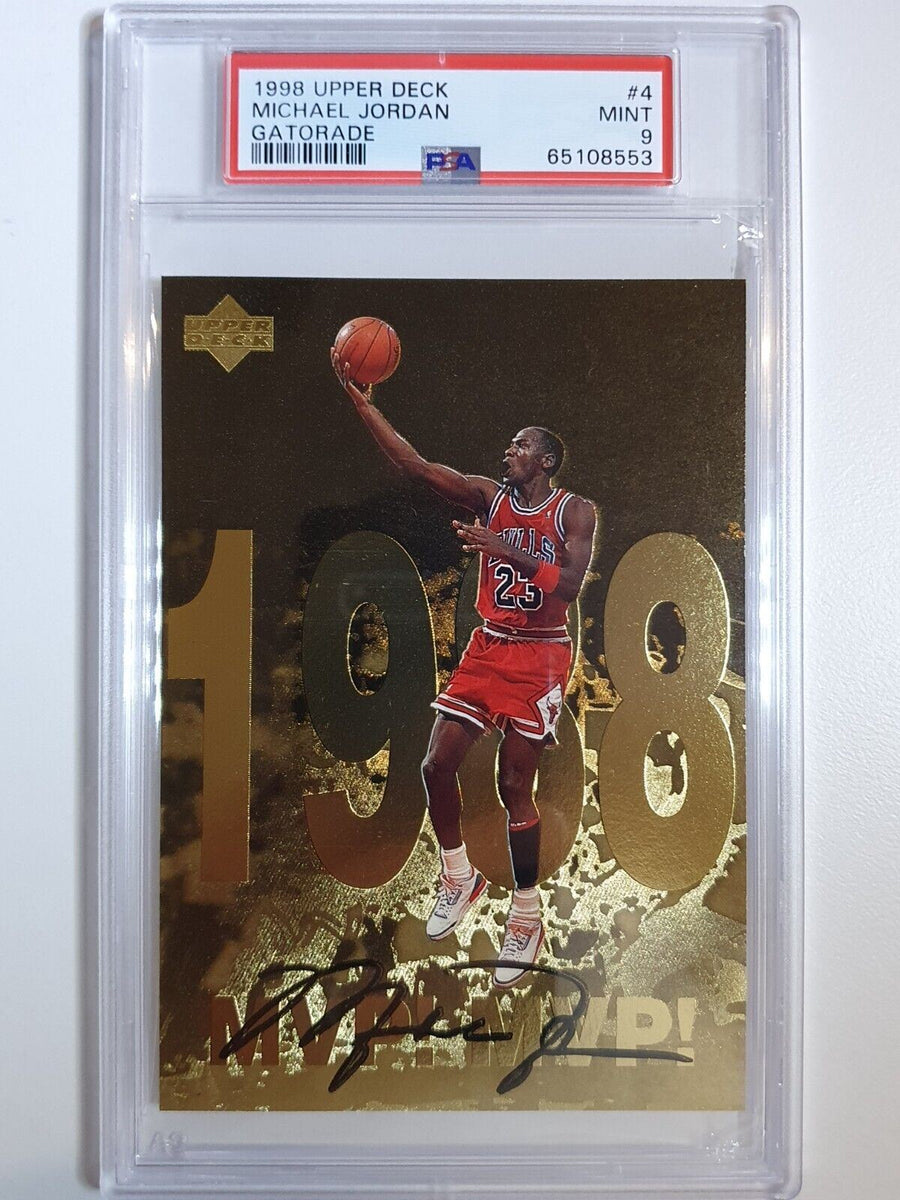 1998 Upper Deck Michael Jordan Gatorade #4 Jumbo GOLD Foil - PSA 9 (Lo ...