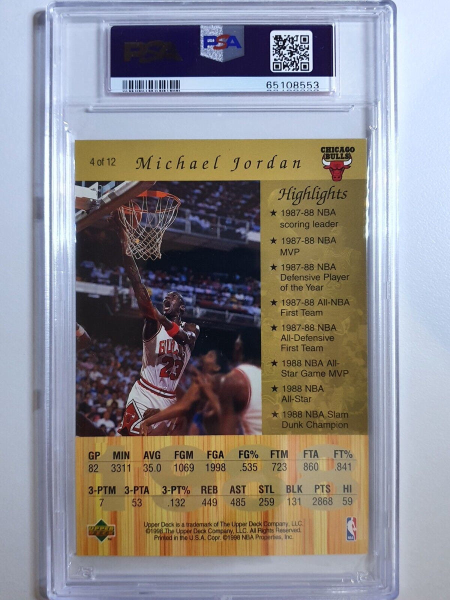 1998 Upper Deck Michael Jordan Gatorade #4 Jumbo GOLD Foil - PSA 9 (Lo ...